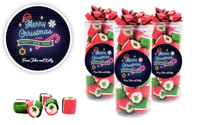 Neon Christmas Rock Candy Tube - Chocablock Chocolates