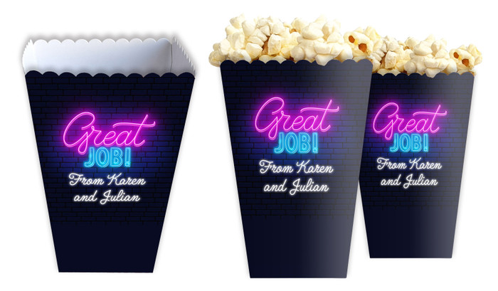 Neon Congratulations Personalised Popcorn Boxes