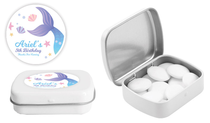 Mermaid Kids Party Personalised Mint Tins