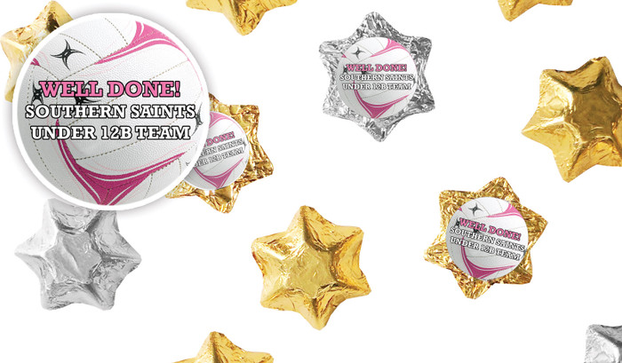 Netball Ball Personalised Foil Chocolate Stars