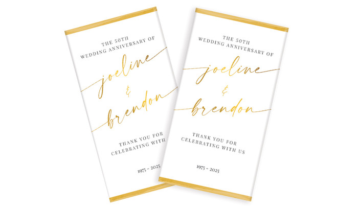 Golden Script In Gold Wedding Anniversary Chocolate Bars