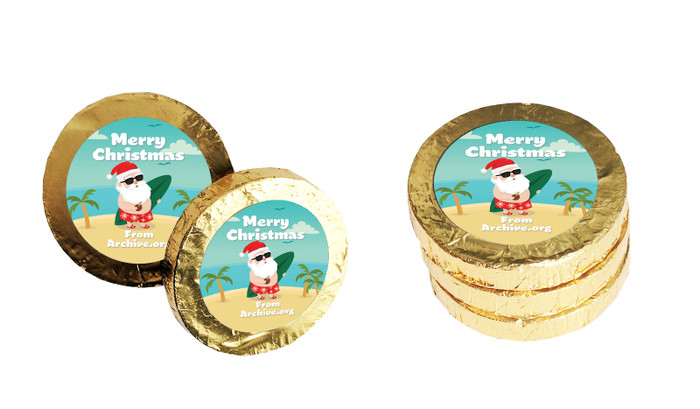 Beach Santa Christmas Chocolate Coins (Gold Or Silver)