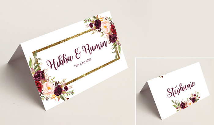 Masala Corners Wedding Place Cards With Guest Names