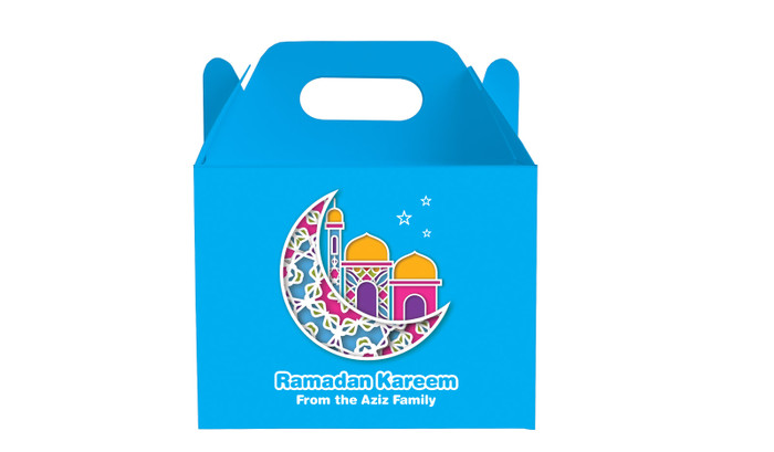 Fun Blue Personalised Eid Gable Favour Box