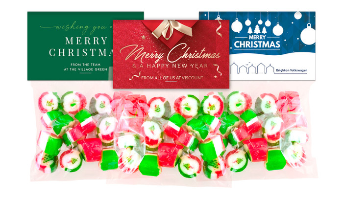 Personalised Festive Rock Candy Bags With Topper