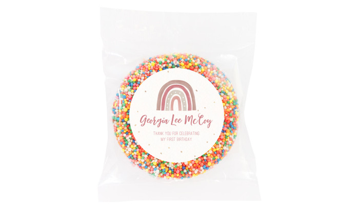 Boho Rainbow Personalised 1st Birthday Giant Chocolate Freckle