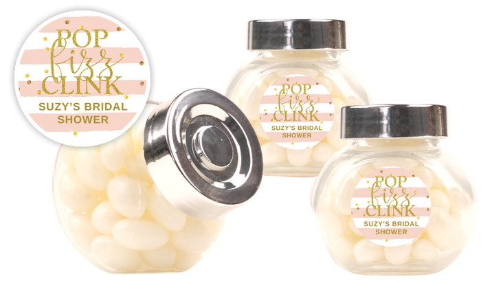 Pop Fizz Clink Bridal Shower Personalised Mini Candy Jar