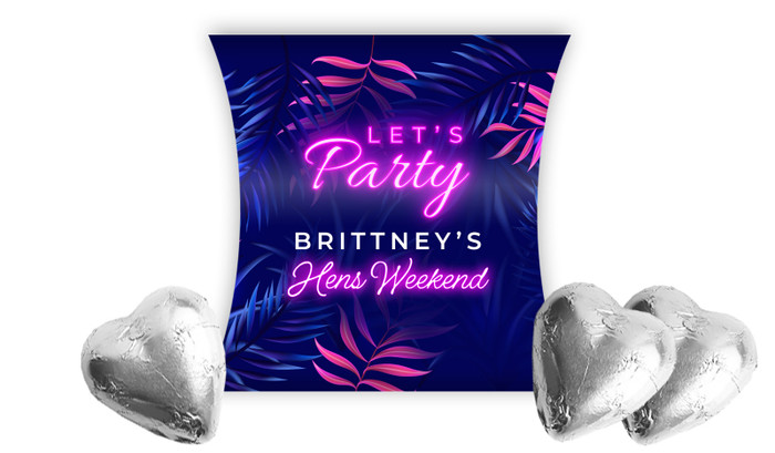 Neon Hens Night Personalised Pillow Boxes