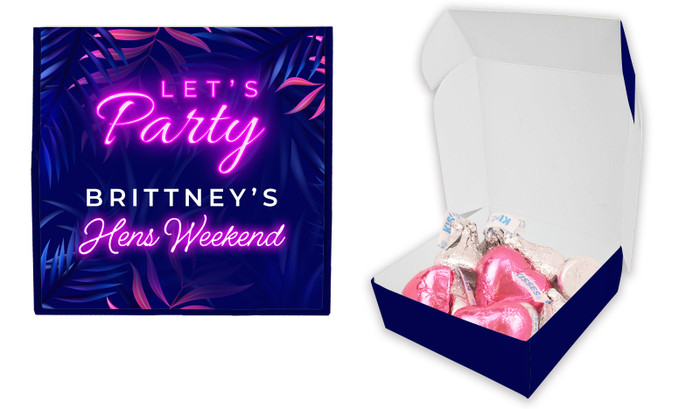 Neon Hens Night Personalised Hugs And Kisses Box