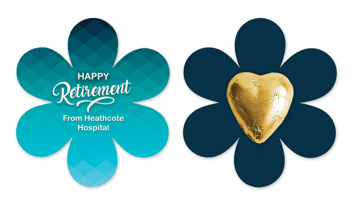 Custom Blue Pattern Retirement Flower Card
