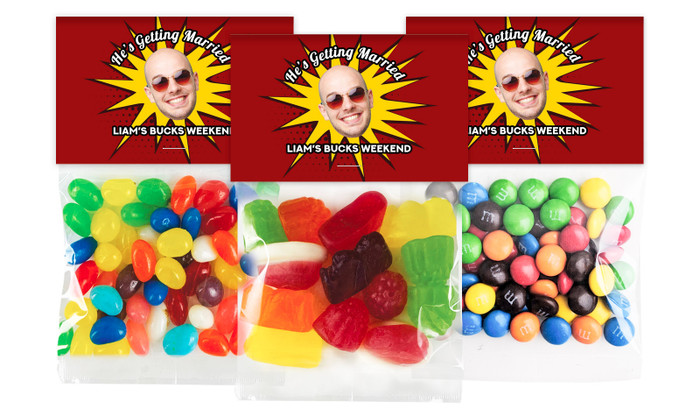 Face Splash Bucks Night Custom Lolly Bag With Topper