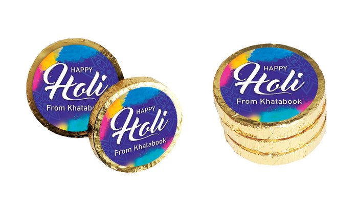 Purple Branded Holi Custom Chocolate Coin