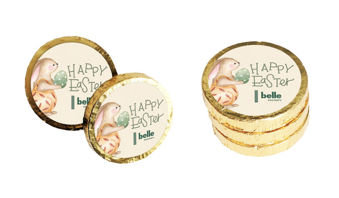 Gift Giving Bunny Custom Easter Chocolate Coins (Gold Or Silver)