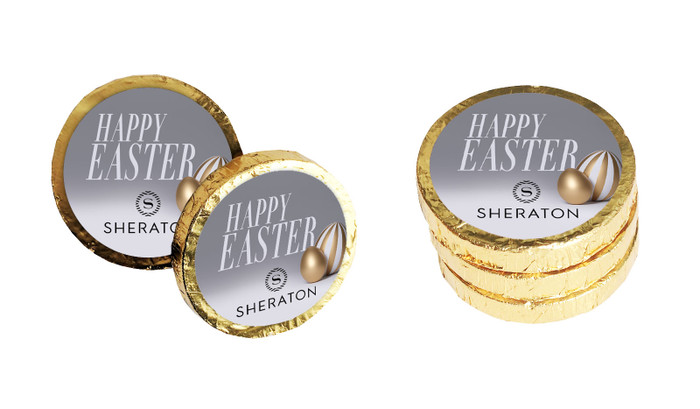 Elegant Eggs Custom Easter Chocolate Coins (Gold Or Silver)