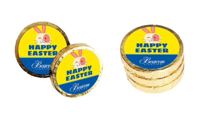 Block Colour Custom Easter Chocolate Coins (Gold Or Silver)