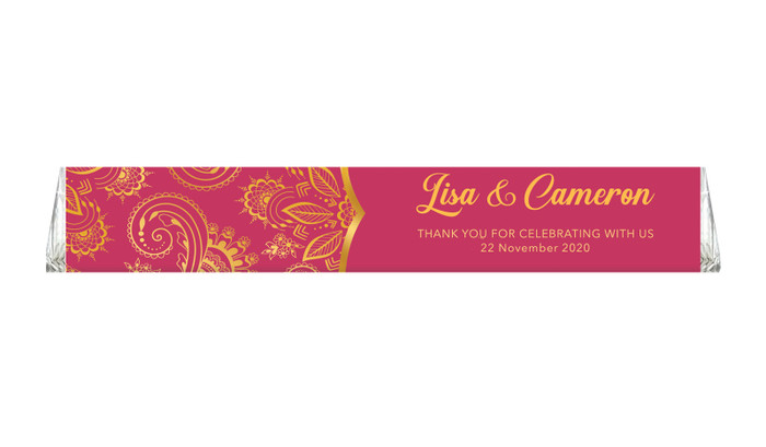 Regal Pink And Gold Wedding Personalised Large Toblerone Bar 100g
