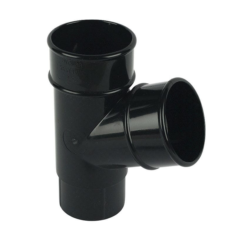 Round Gutter Down Pipe 67.5° Branch 68mm Diameter Black