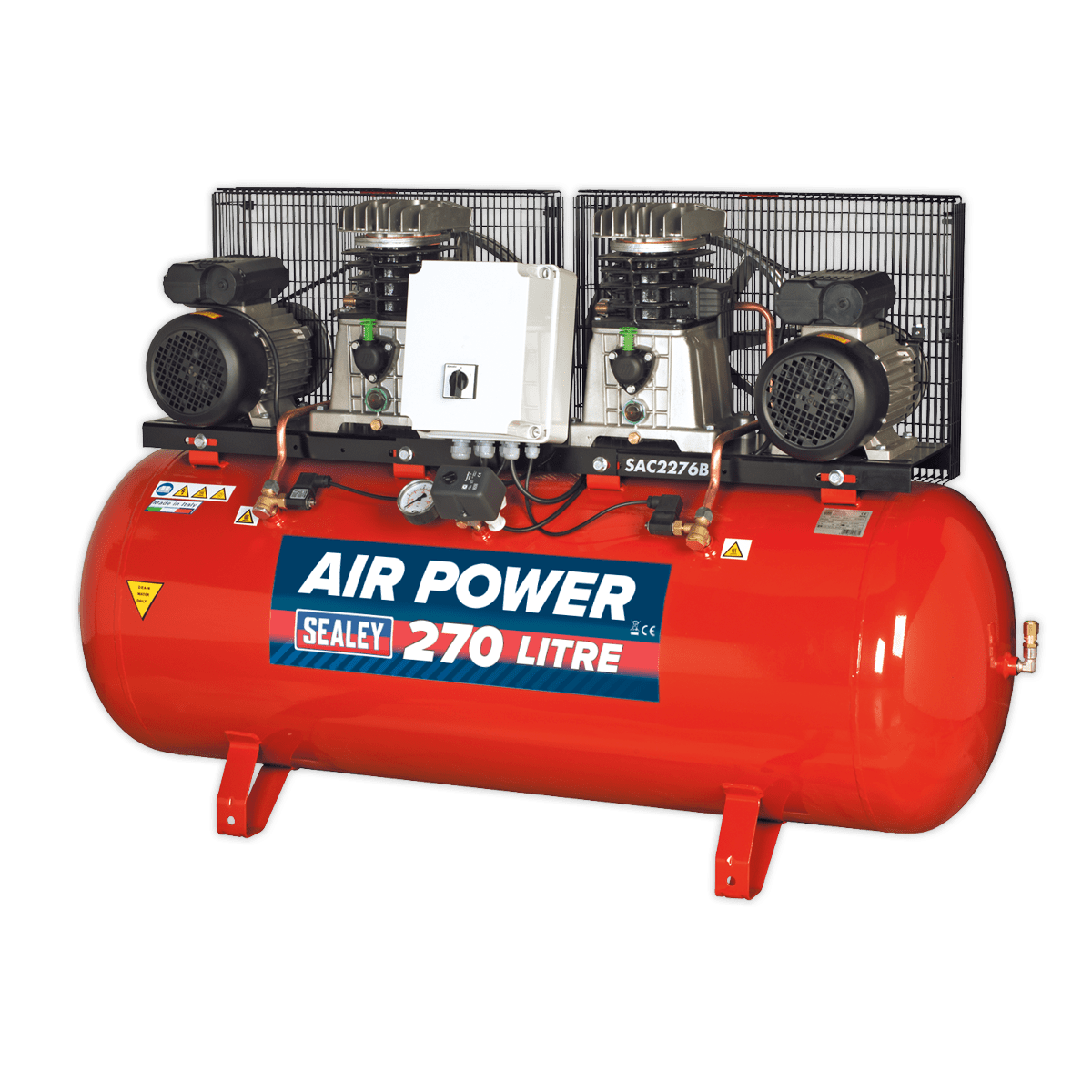 Air Compressor 270L Belt Drive 2 x 3hp with Cast Cylinders (SAC2276B)