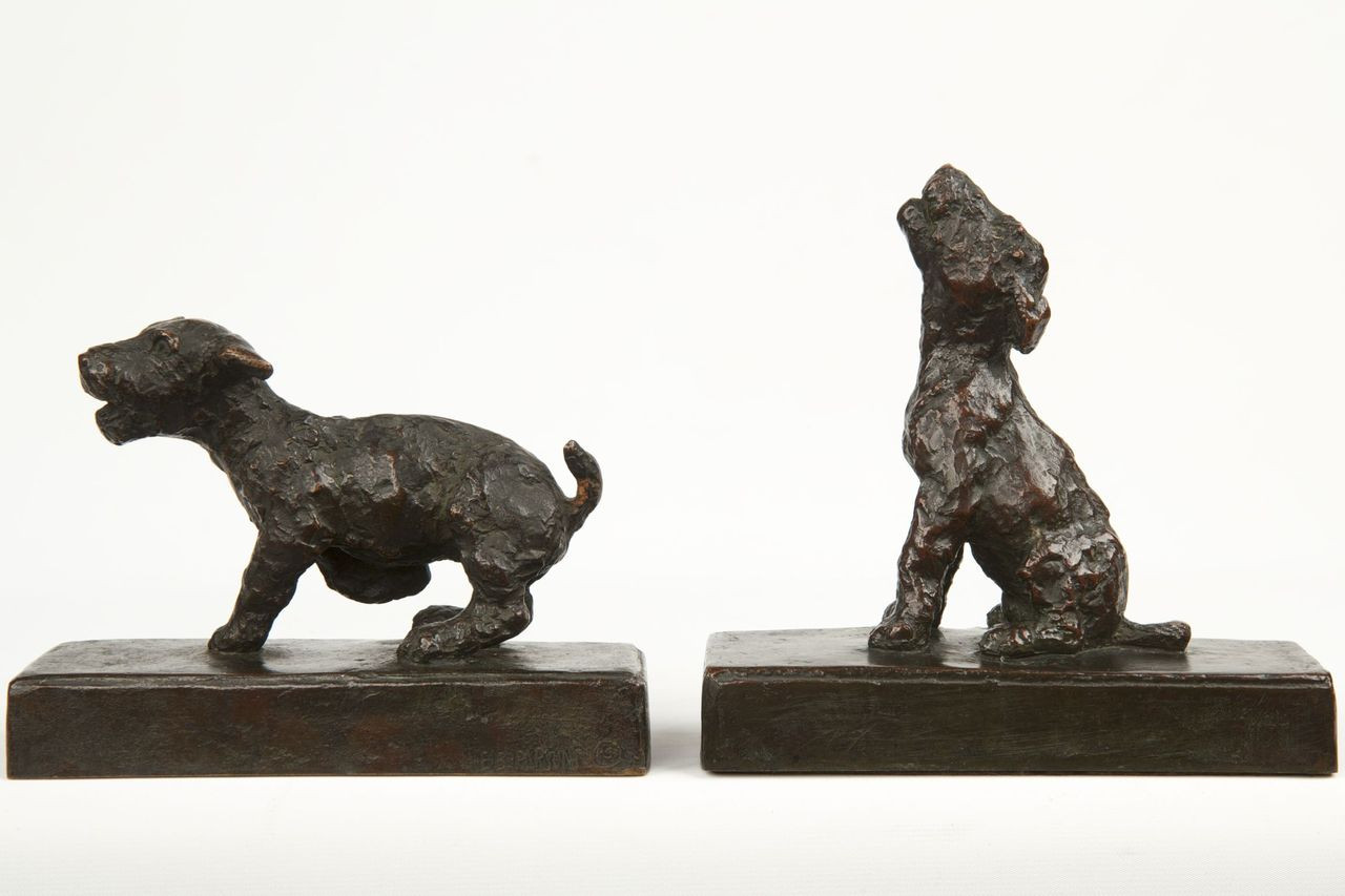 Edith B. Parsons (American, 1878-1956) Pair of Dog Bronze Sculpture