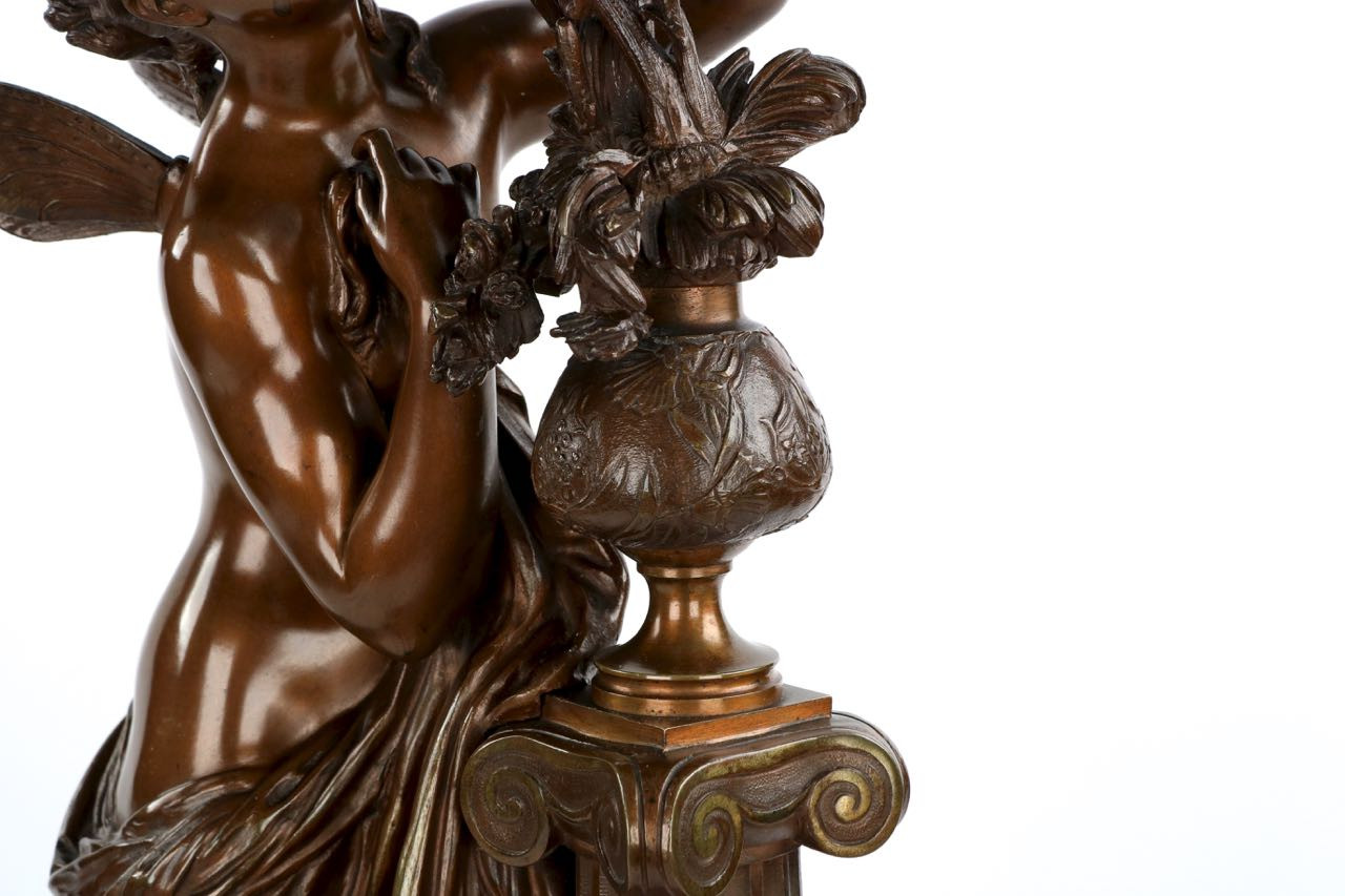 Mathurin Moreau Antique French Bronze Sculpture of L'Aurore c. 1880