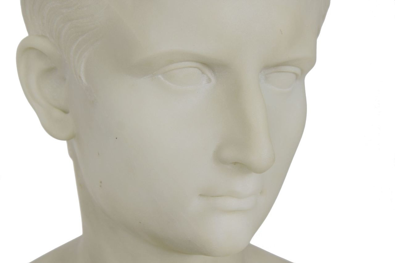 “Young Octavius” Grand Tour Marble Bust of Caesar Augustus, 19th Century