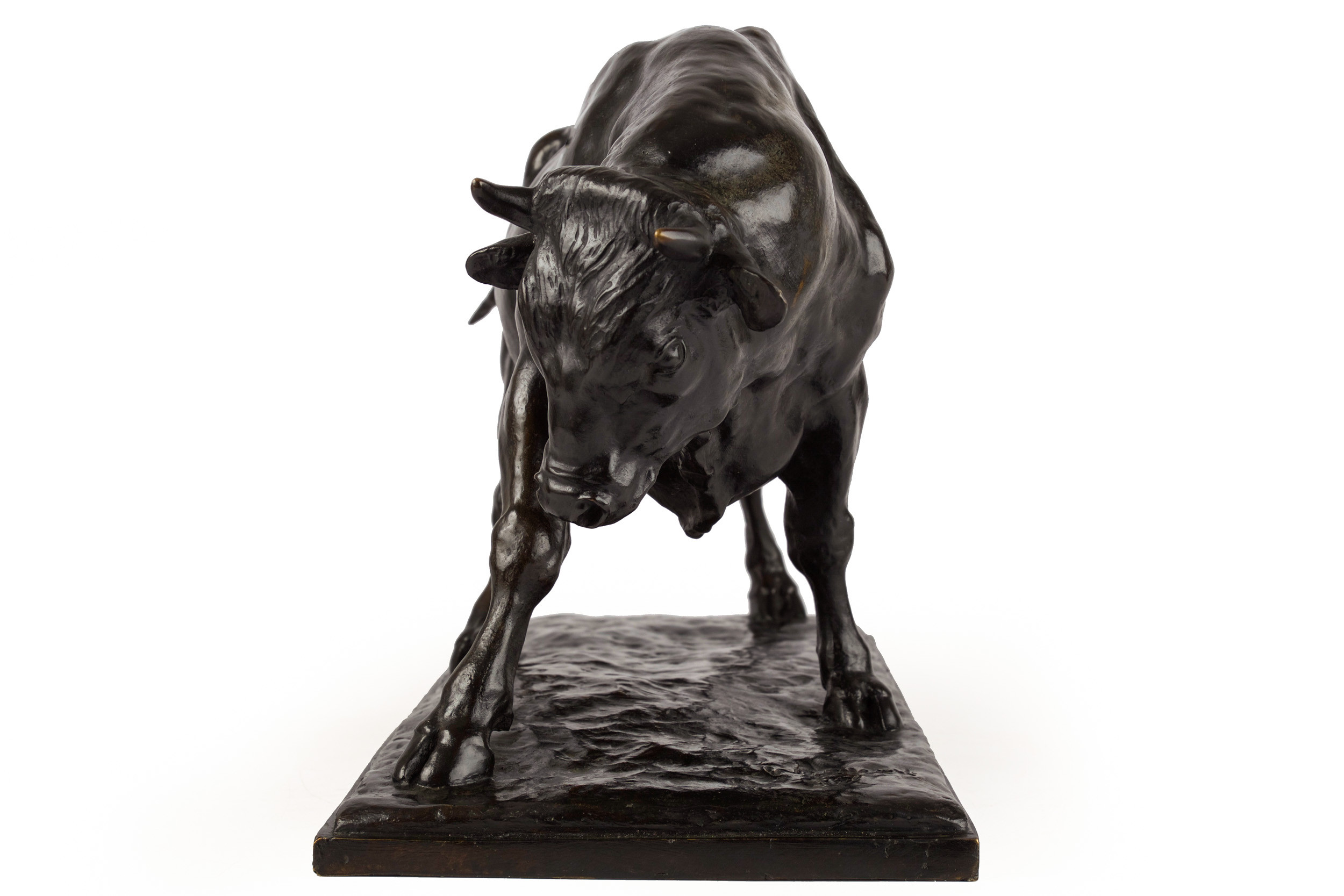 Bronze Sculpture "Sulking Bull" (1937) by Harry Wickey (American, 1892 ...
