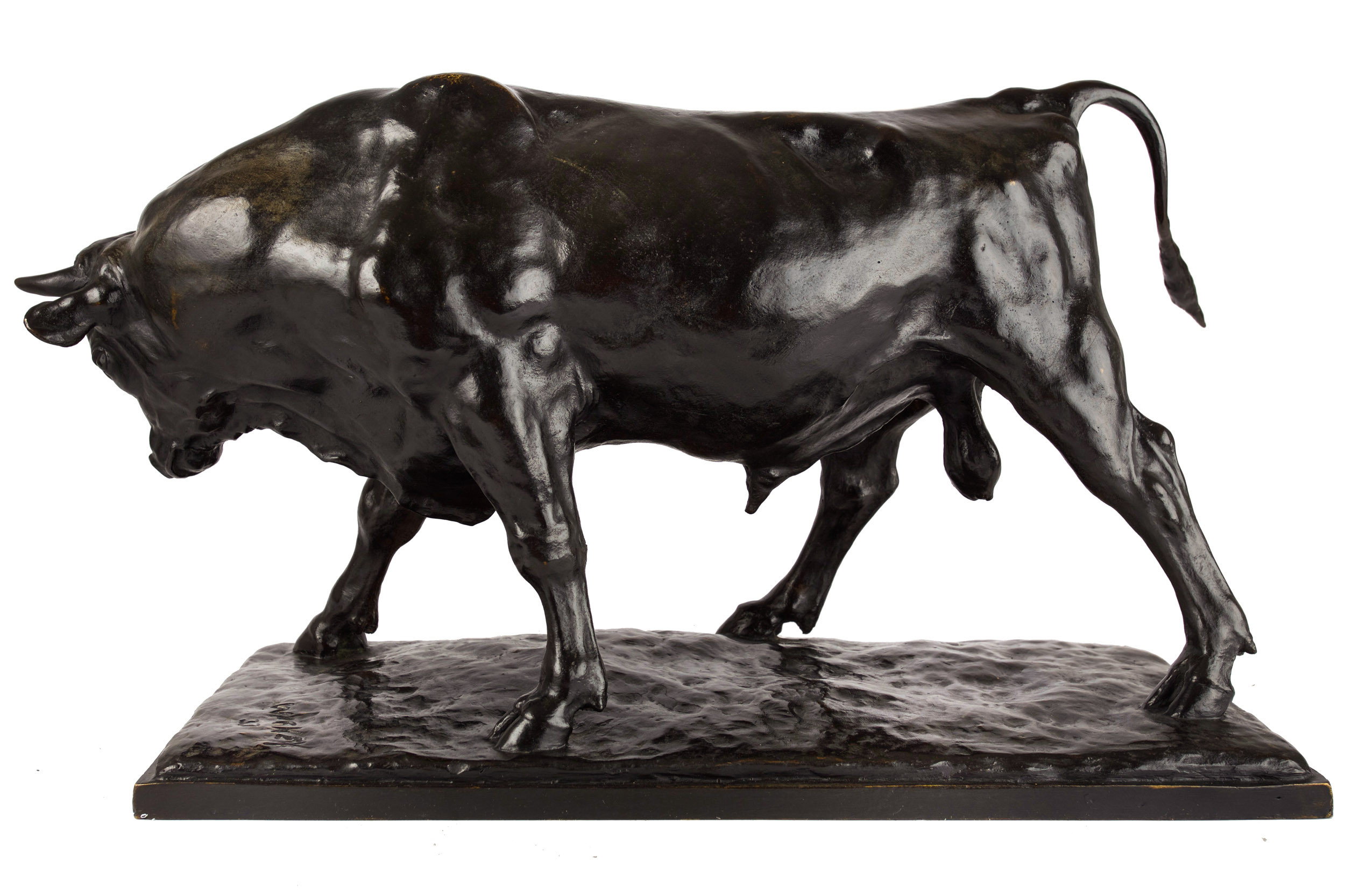 Bronze Sculpture "Sulking Bull" (1937) by Harry Wickey (American, 1892 ...