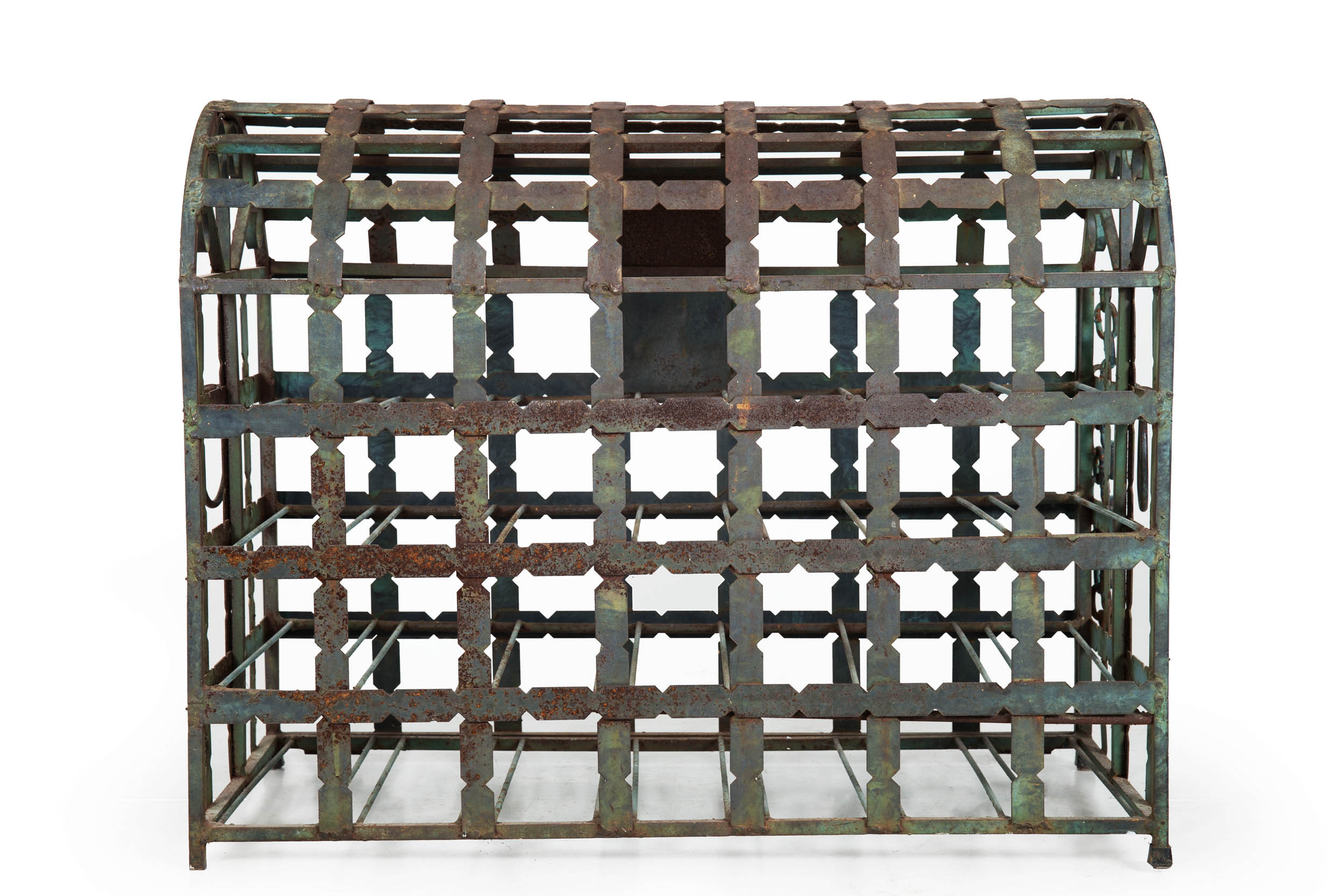 Wrought-Iron Dome Chest Wine Rack for 28 Bottles