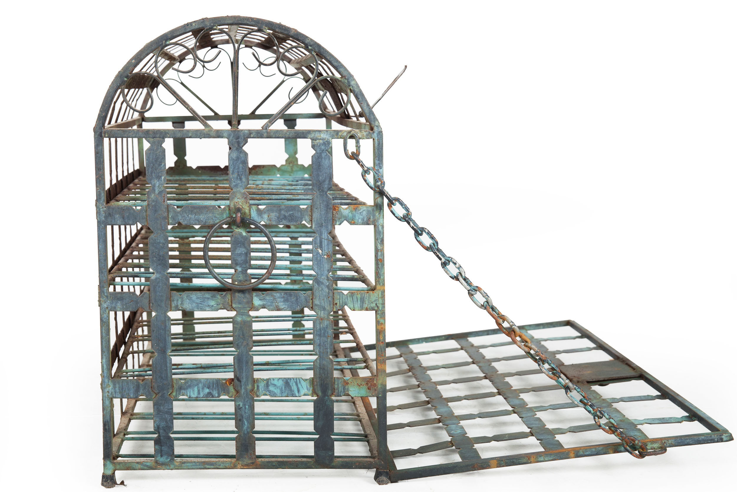Wrought-Iron Dome Chest Wine Rack for 28 Bottles