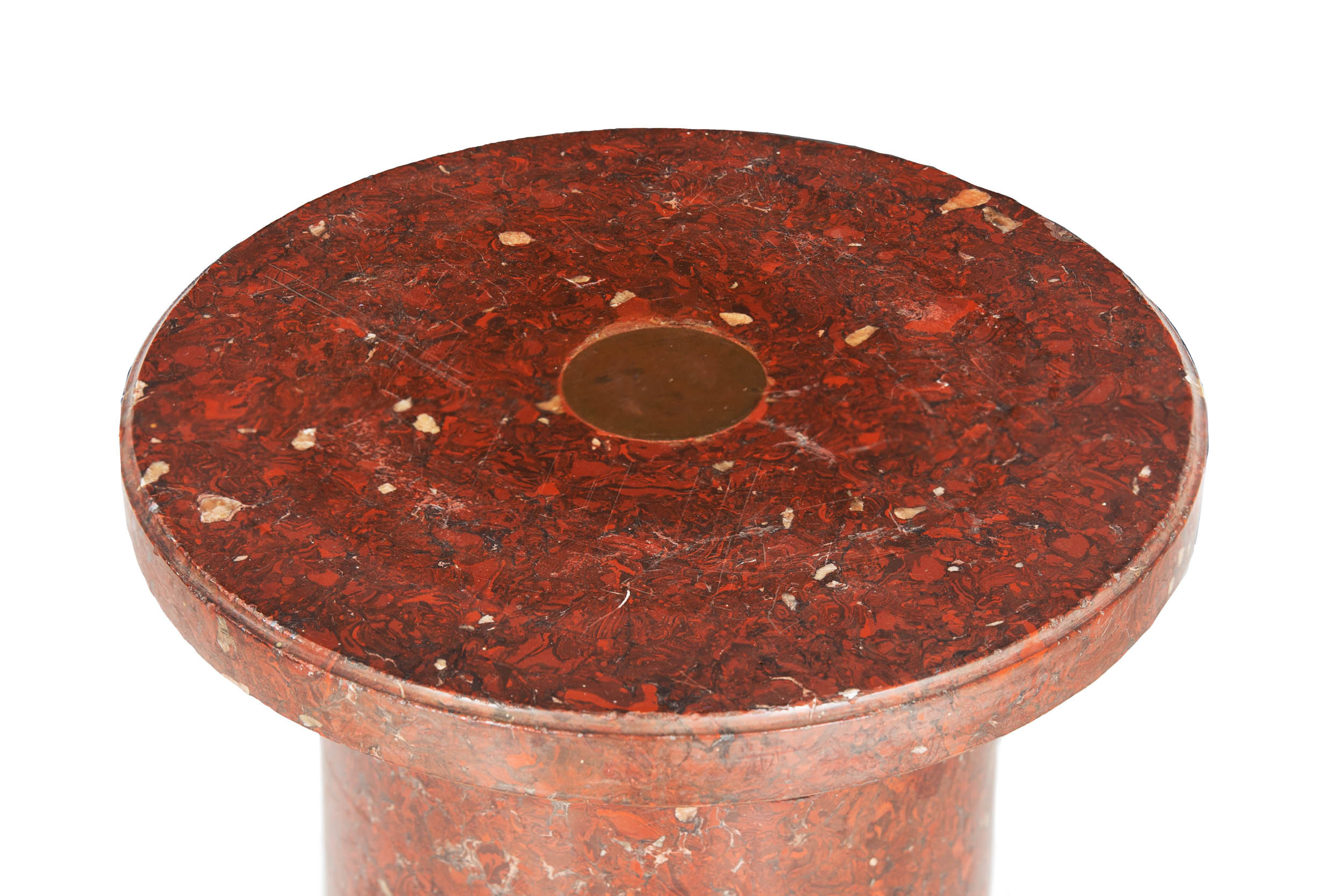 19th Century Turned Porphyry Marble Pedestal w/ Rotating Capital