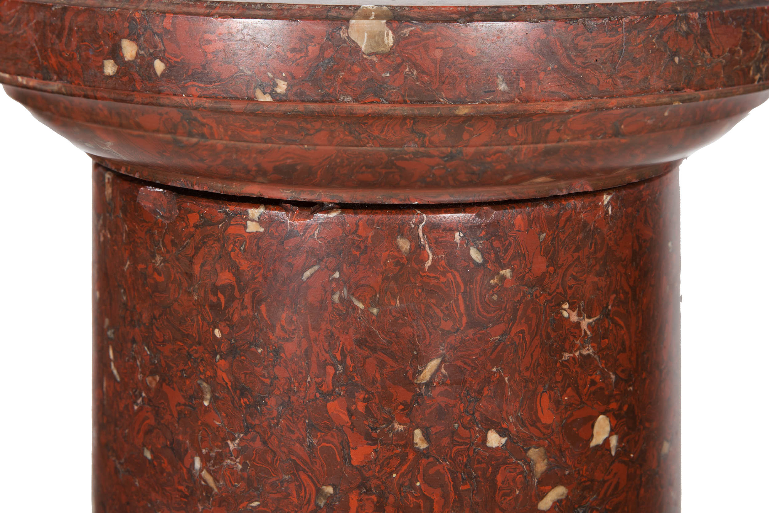 19th Century Turned Porphyry Marble Pedestal w/ Rotating Capital