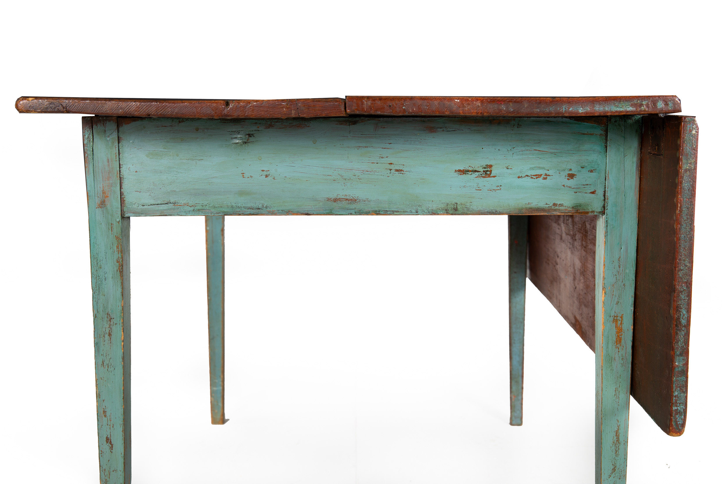 American Scrubbed Pine and Green-Painted Work Table