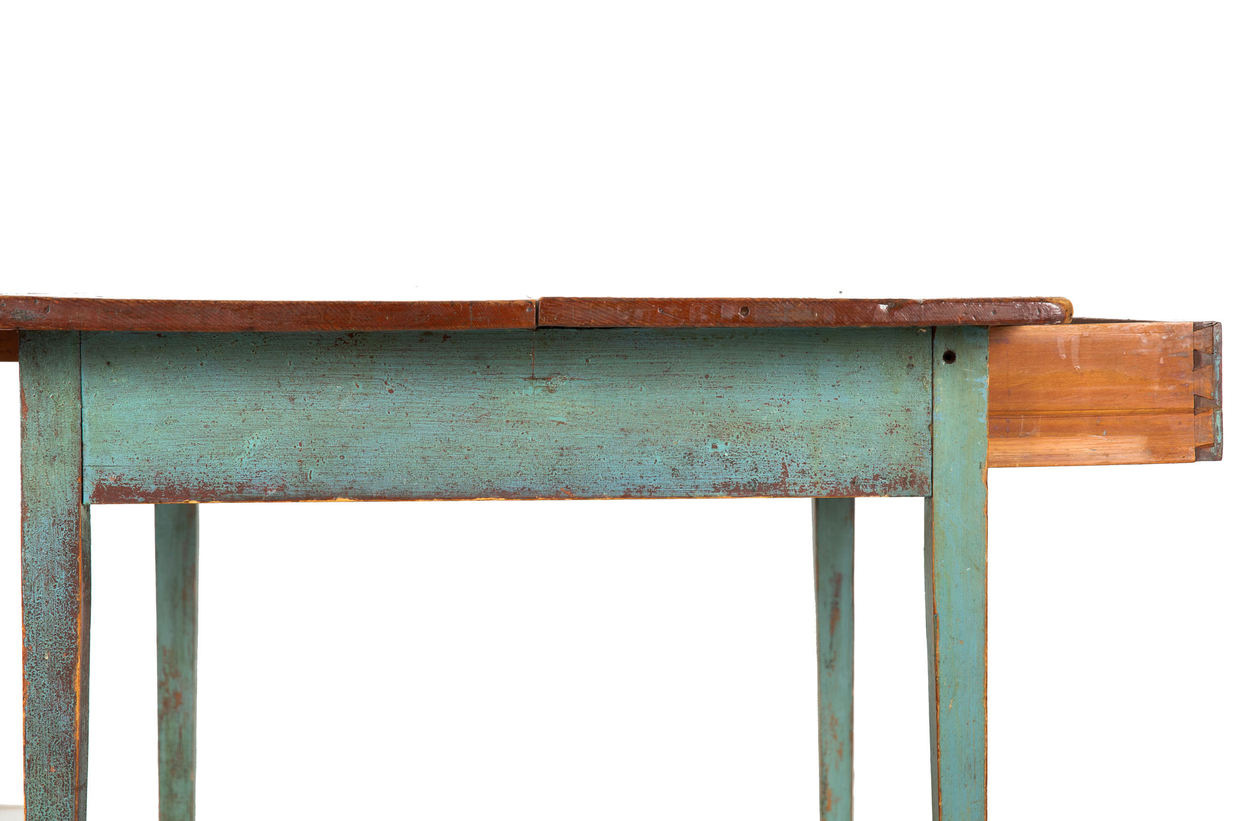 American Scrubbed Pine and Green-Painted Work Table