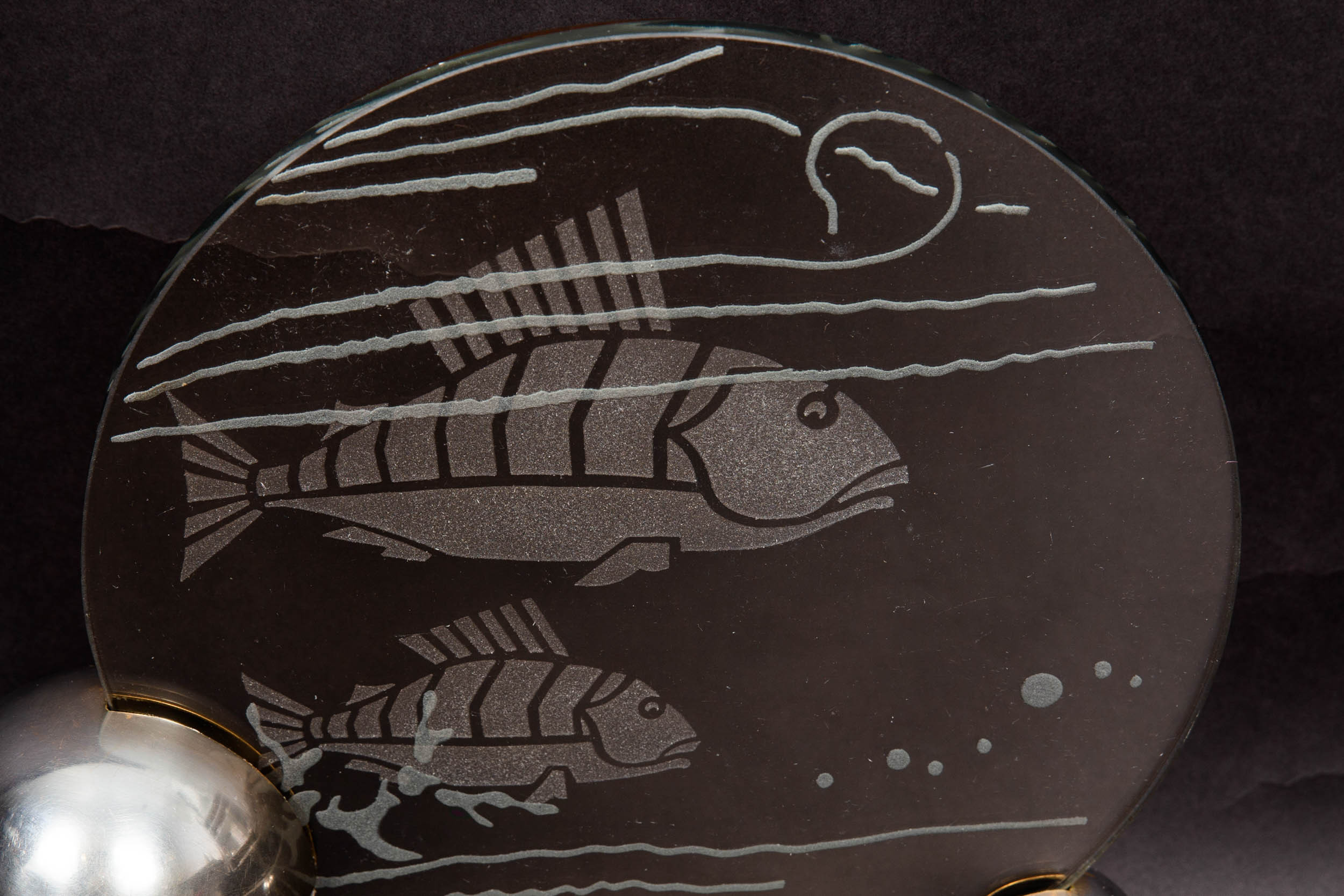 Art Deco Chrome and Etched Glass "Fish" Lumiere Table Light