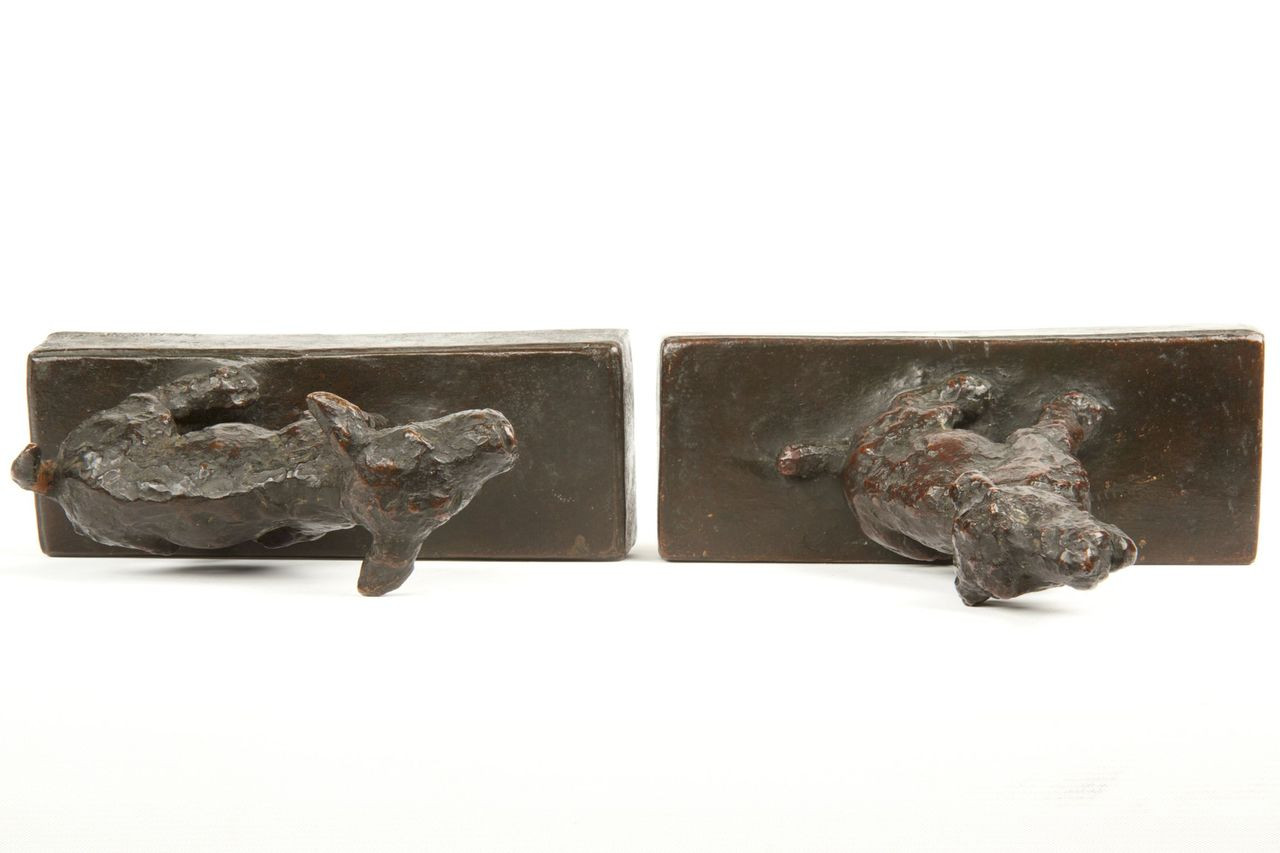 Edith B. Parsons (American, 1878-1956) Pair of Dog Bronze Sculpture