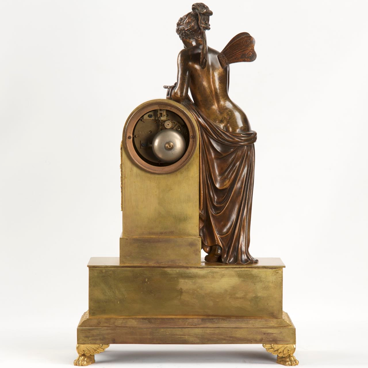 FRENCH NAPOLEON III GILT BRONZE CLOCK OF PSYCHE c. 1870