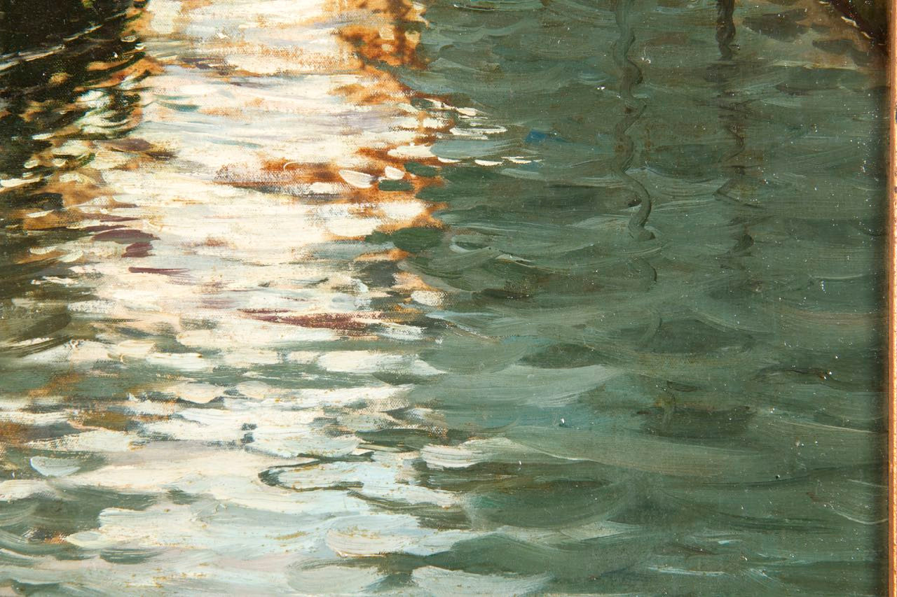 Fausto Giusto Antique Painting of a Venetian Canal c. 1897
