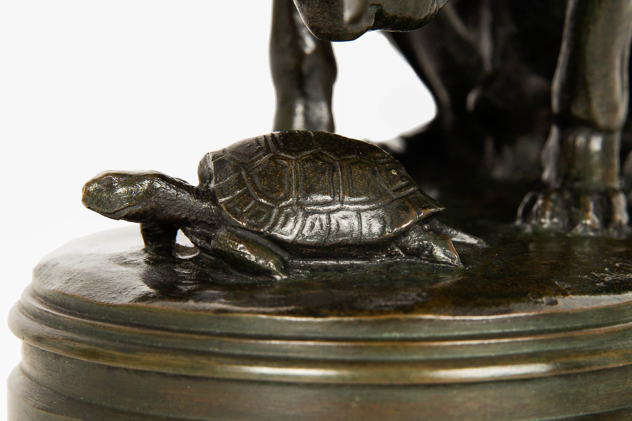 Bronze Sculpture of "The Hound and the Tortoise" by Henri Alfred Jacquemart