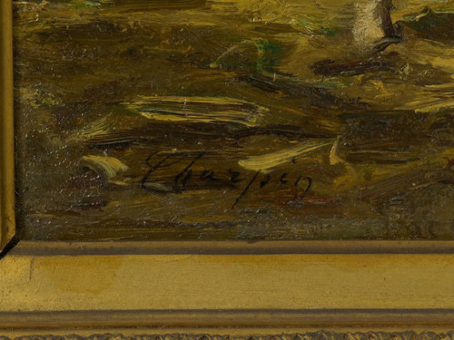 "Sheep in Stable", oil painting | Albert Charpin (French, 1842-1924)