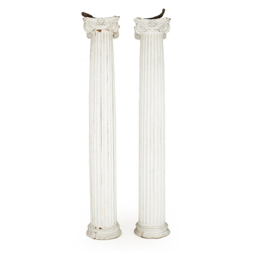 Pair of 19th Century Painted Columns with Greek Ionic Capitals