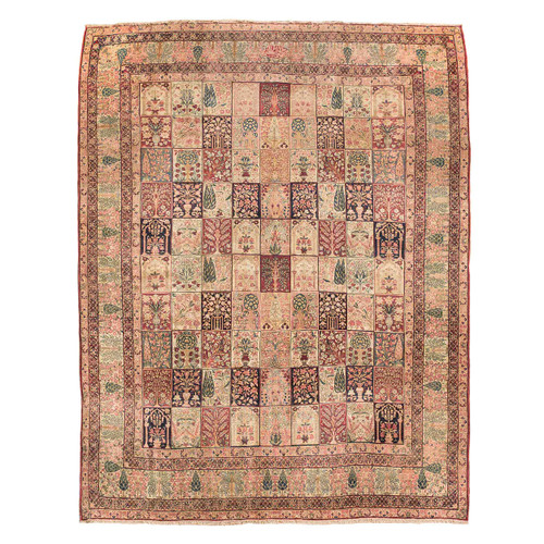 A Finely Woven & Signed Antique Kerman Rug | 8.75' x 11.5' - silla ...