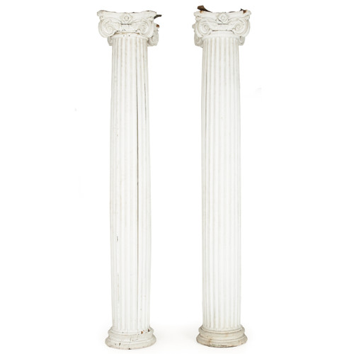 Pair of 19th Century Painted Columns with Greek Ionic Capitals