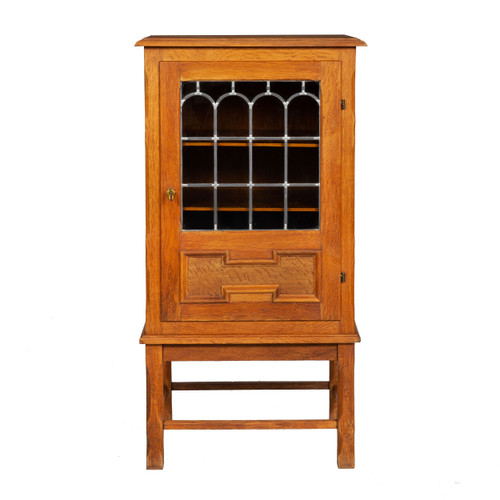 Scandinavian Modern Patinated Oak Display Cabinet circa 1950s