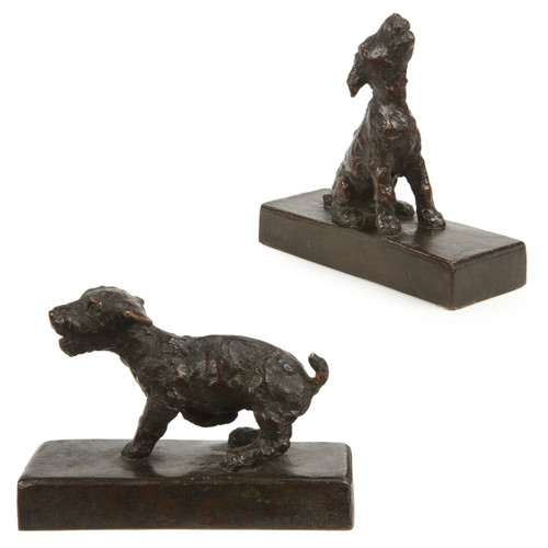Edith B. Parsons (American, 1878-1956) Pair of Dog Bronze Sculpture