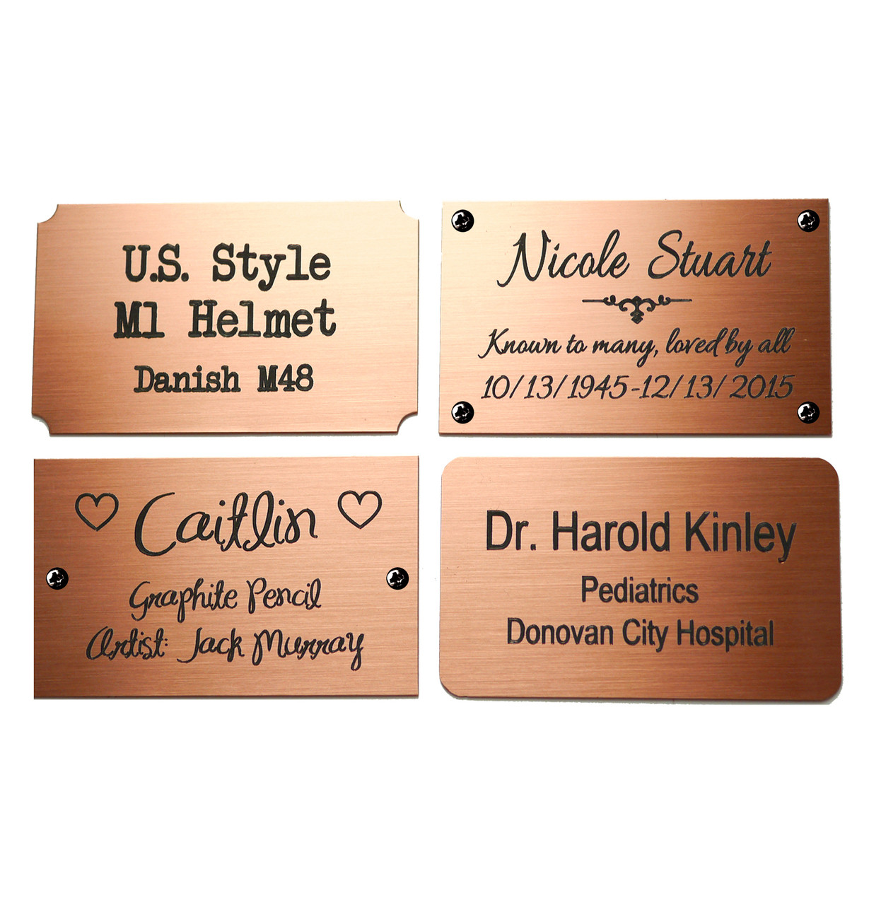 2-1/2" W x 1-1/2" H Engraved Brushed Copper Plate