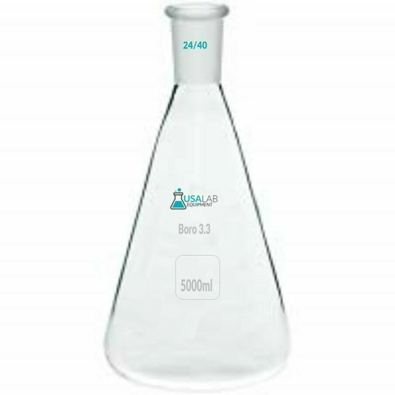 USA Lab 5000ML Erlenmeyer Flask 24/40 Borosilicate 3.3 - USA Lab