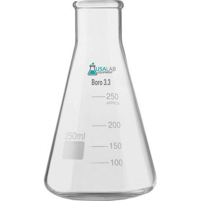 250ML Erlenmeyer Borosilicate 3.3 Flask | USA Lab