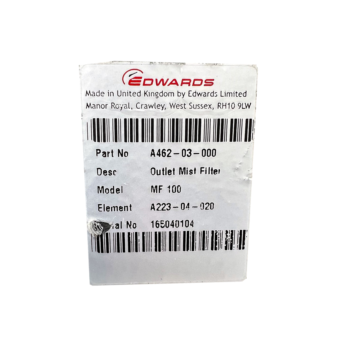 Edwards Oil Mist MF 100 Filter Outlet | USA Lab