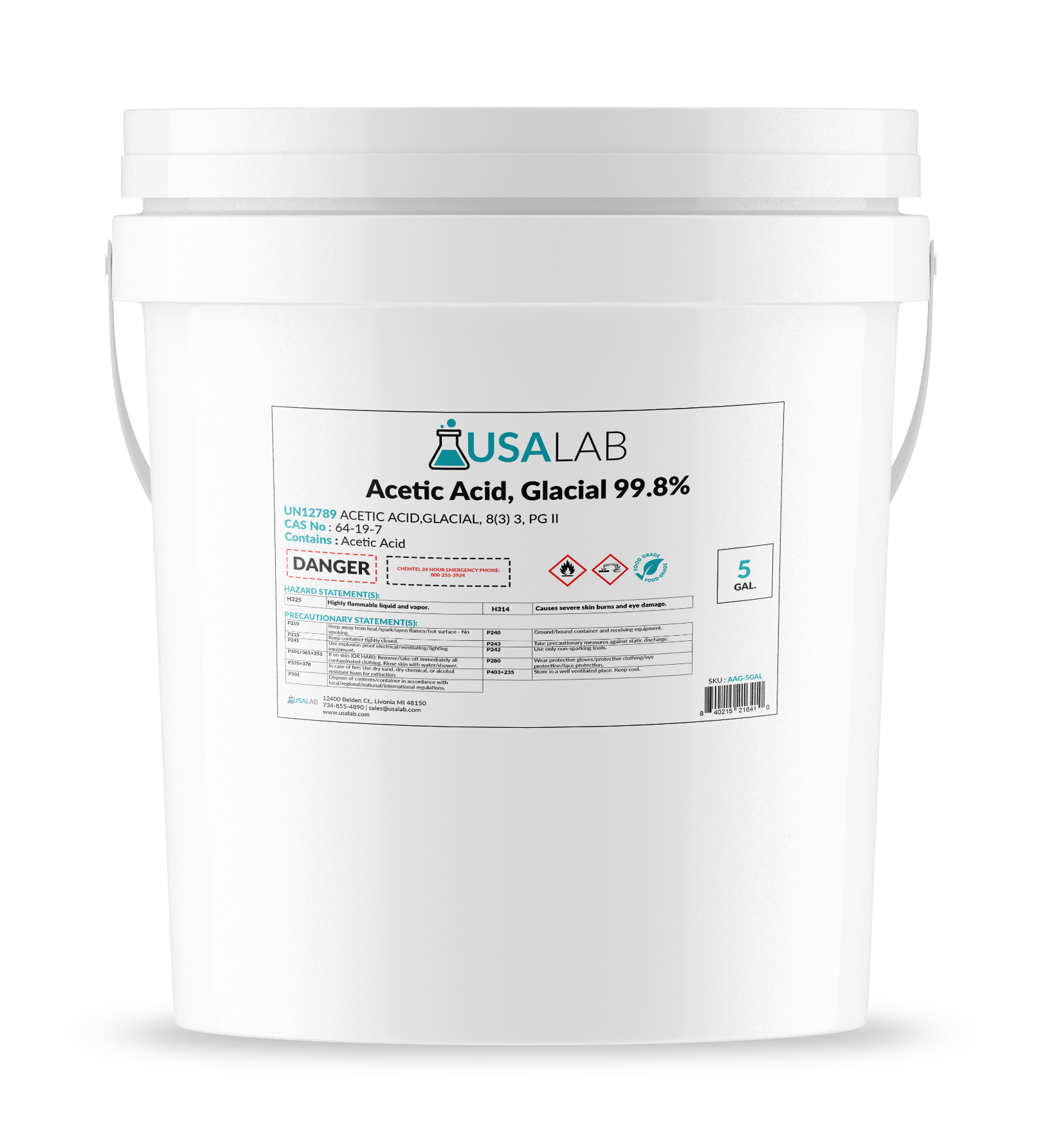 Food & Lab Grade Glacial Acetic Acid 99.8% | USA Lab