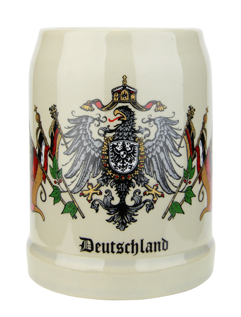 Deutschland Flag Crest Stoneware Beer Mug 0.5 Liter - GermanSteins.com